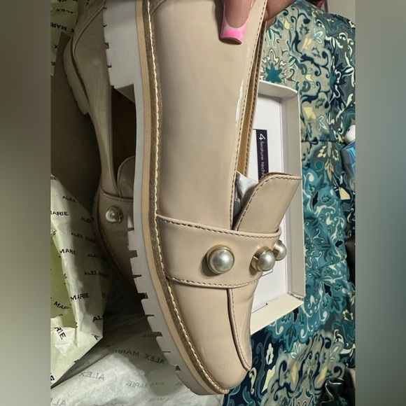 Alex Marie | Shoes | Garnella Patent Pearl Detail Lug Sole Loafers ...